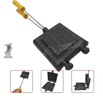 Sanduicheira de ferro para pão de forma - ferro fundido cabo de madeira ...