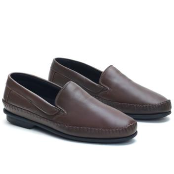 sapatilha masculina em couro forrada em tecido espumado ref 1004 café ...