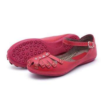 Sapatilha Vermelha Feminina Couro Papete Confort Ortopédica - Jota Flex ...