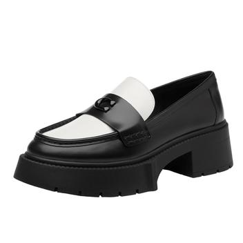 Sapatos Coach Leah Platform Loafer feminino preto/branco óptico 8,5 ...
