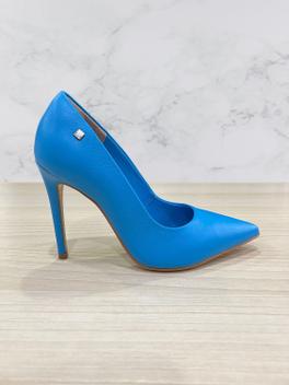 Scarpin em Couro Salto Alto Fino - Parô Cool - Azul Turquesa - Scarpin ...