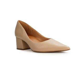 Scarpin feminino lia line em couro salto bloco bico fino - LIALINE ...