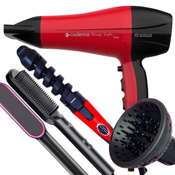Secador De Cabelo Cadence Profissional 2200w Ions Ar Quente Frio Rougi ...