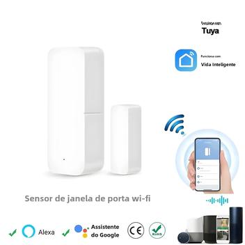 Sensor de Porta Inteligente Wi-Fi Tuya - Detector de Abertura e ...