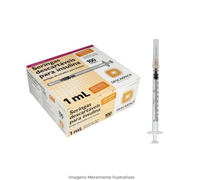 Seringa 26g 1/2 1 ml 100 ui agulha 13x0,45 descarpack 50 unidades - Seringa Descartável ...