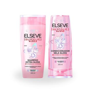 Shampoo e Condicionador Elseve Glycolic Gloss 200ml com Acido Glicolico ...