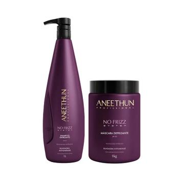 Shampoo e Máscara No Frizz System Aneethun - 1 Litro/ 1 Kilo - Kit de ...