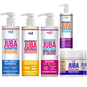 Shampoo Juba + Condicionador + Encrespando + Geleia + Máscara Juba Widi ...