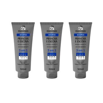 Shampoo Maxihair 500Ml Prancha E Escova 3 Em 1 - Kit Com 3Un - Maxi ...