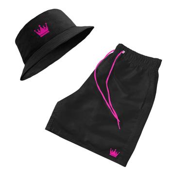 Short Praia + Chapeu Bucket Hat Masculino Com Cordao Colorido - MP Moda ...