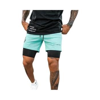 Shorts Esportivos Masculinos De Malha De Verão 2 Em 1 De Dois Andares ...