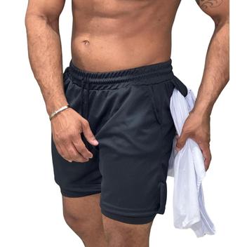 Shorts Masculino 2 em 1 Com proteção Uv+20 sport corrida musculação ...