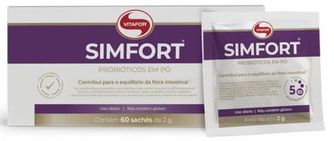 Simfort Probióticos com 5 Cepas e display com 60 sachês de 2 g -Vitafor ...
