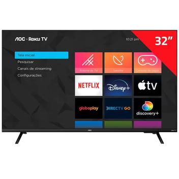 Smart TV 32" AOC HD Roku TV, Dolby Digital, Comando de Voz, Processador ...