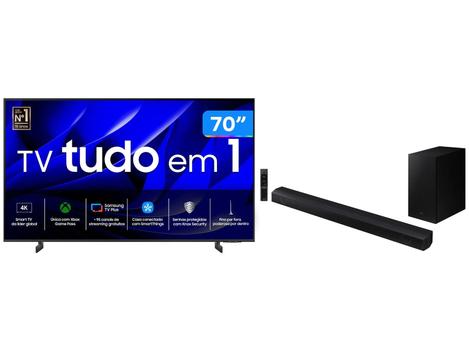 Smart TV 70” 4K UHD LED Samsung Crystal Wi-Fi - Bluetooth + Soundbar 2. ...