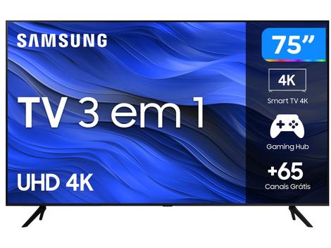 Smart TV 75” UHD 4K LED Samsung 75CU7700 - Wi-Fi Bluetooth Alexa 3 HDMI - TV 4K Ultra HD ...