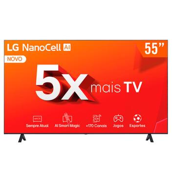 Smart TV NanoCell 55" Ultra HD 4K LG 55NANO80TSA 3 HDMI 2 USB Wi-Fi ...