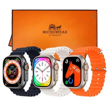 Smart Watch W69 Ultra 9 Mini Kit C/Pulseiras Pelicula Case Relogio ...