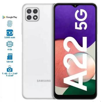 Smartphone Samsung Galaxy A22 128 GB - Branco, 5G, Câmera Quadrupla 48MP + Selfie 8MP, RAM 4GB ...