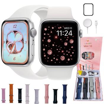 Smartwatch Feminino W10 Mini 41mm Amoled Bluetooth Com 8 Pulseiras ...