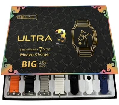 Smartwatch Ultra 3 com Tela Circular AMOLED, HD 7 Pulseiras Inclusas ...