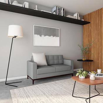 Sofá 2 Lugares Namíbia Pés e Base em Madeira Linho Cotton Cinza - Mobly ...