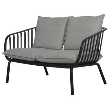 Sofá 2 Lugares Seiva Rivatti 123,5 (largura) em Polipropileno Preto Almofada Cinza Mescla ...