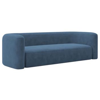 Sofá 3 Lugares 180cm Orgânico Luxo Recepção Melina Linho Azul Royal ...