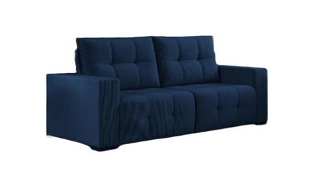Sofá 3 Lugares Fixo Azul Suede - Arte Cúbica - Sofás - Magazine Luiza
