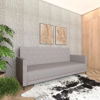 Sofá 3 Lugares Living 195cm Linho ou material sintético Sala/Escritório ...