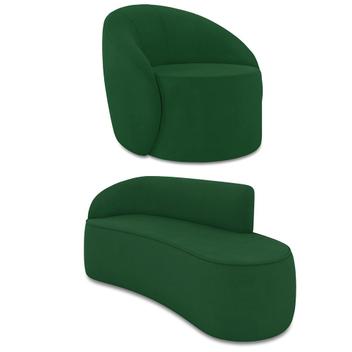 Sofá 3 Lugares Orgânico 180cm Morgan e Poltrona Lua Suede Verde D03 - D ...