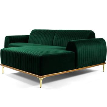 Sofá 4 Lugares com Chaise Direito Para Sala Molino 255 cm D02 Veludo ...