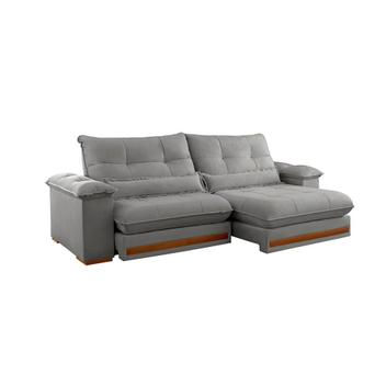 Sofá 4 Lugares Retrátil e Reclinável Qatar Linho Cinza 280 cm - Modern ...