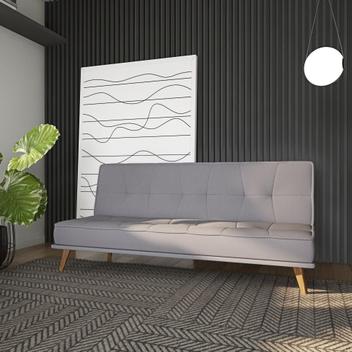 Sofá-Cama 3 Lugares Casal Rimini Cinza - Mobly - Sofás - Magazine Luiza