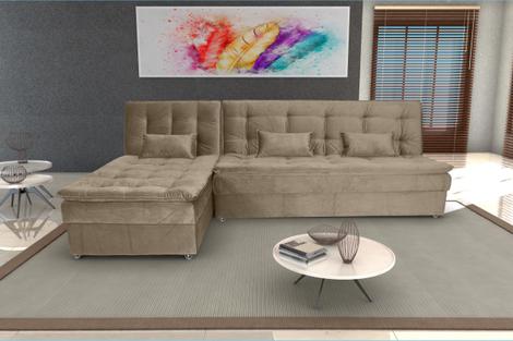 Sofá Cama C/ Chaise Penélope Turkey Cappuccino F440 - Matrix - LM DECOR ...