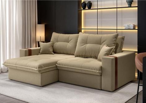 Sofá-cama Ipanema 3 Lugares Linho Bege 200cm - CIALAR MÓVEIS - Sofá 3 Lugares - Magazine Luiza