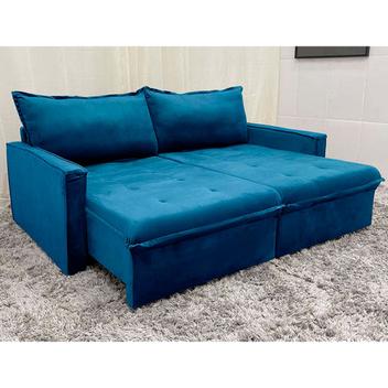 Sofá Cama Mayara Azul Conforto para Maratonar uma Serie - Alpoim - Sofá-Cama - Magazine Luiza