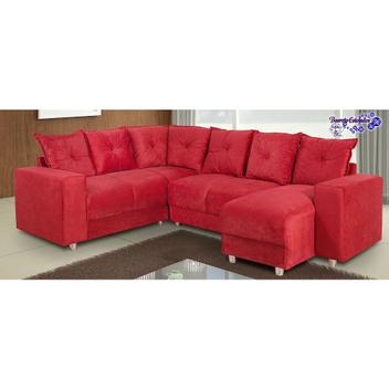 Sofá de Canto 5070 com Chaise 6 Lugares Suede e Almofadas Soltas - boareto estofados - Sofá 6 ...