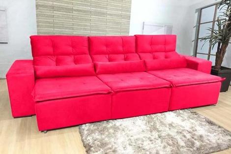 Sofá Retrátil e Reclinável 2,75m C/ 05 Lugares em Tecido Suede - Veneza Estofados - Sofás ...