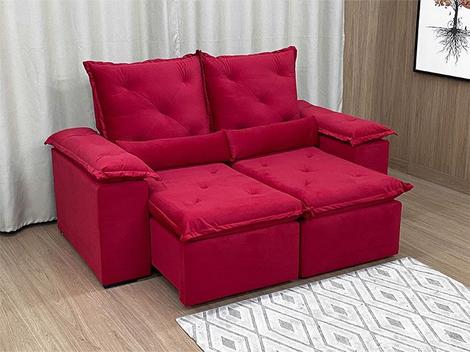 Sofá Retrátil Reclinável 2,30 m Vermelho 503 Athenas Premium - Alpoim ...