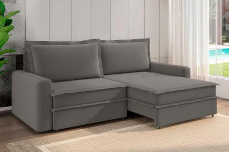 Sofá Vira Cama Veronica 2,10m Retrátil/Reclinável Bipartido Suede Cinza - XFlex Sofás - X-FLEX ...