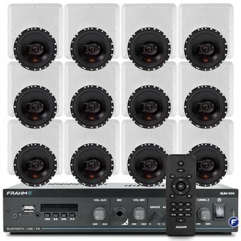 Som Ambiente Chacaras Festas Bt Usb Sd Frahm Slim 1600 G5 + Arandelas ...