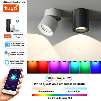 Spot De Teto LED Com Mudança De Cor RGB Tuya Smart Alumínio Interno ...