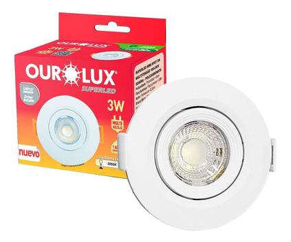 Spot Mini Redondo Embutir Super Led 3W Branco Quente Bivolt - OUROLUX ...