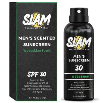 Spray protetor solar Slam WoodsMan masculino SPF 30 para rosto e corpo ...