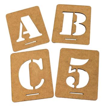 Stencil Molde Números E Alfabeto Feito De Madeira Natural Mdf 100mm ...