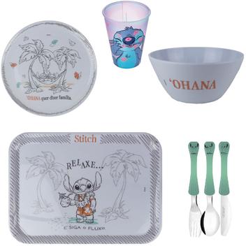 STITCH conjunto de bandeja , prato, bowl, talheres e copo - Porcelana ...