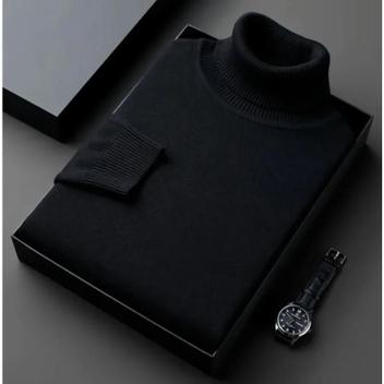 Suéter Masculino Slim Fit com Gola Alta - Anti-Pilling, Malha, Manga ...