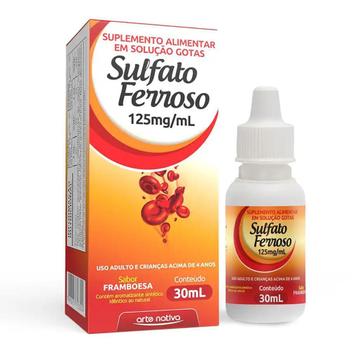 Sulfato ferroso 125mg/ml gotas com 30ml - ARTE NATIVA - Vitaminas e ...