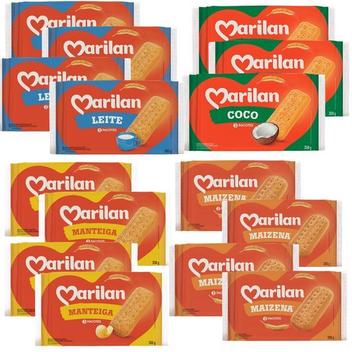SUPER KIT Biscoito Marilan 15 Pacotes Maizena, Coco, Leite e Manteiga ...